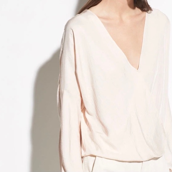 Vince | Tops | Vince Crossover Blouse Oat Blush Xs | Poshmark